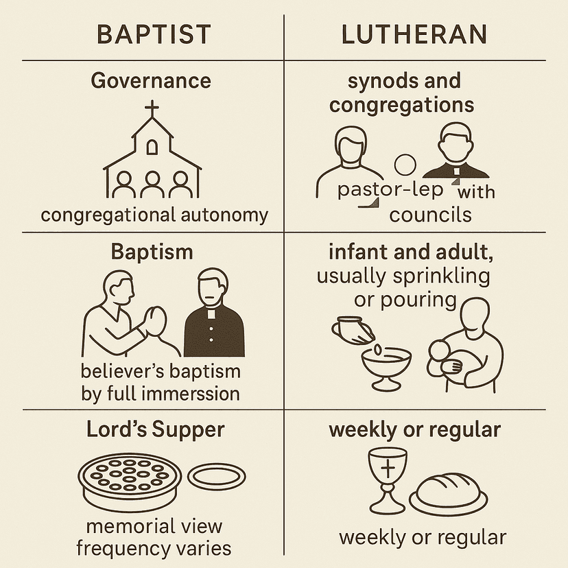 Baptist vs Lutheran – Beliefs, Differences, and Comparison Chart