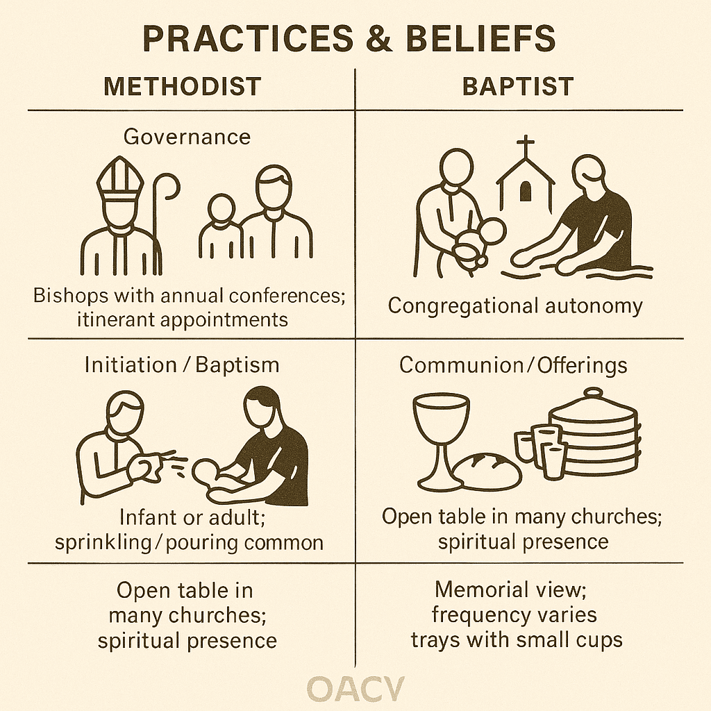 Methodist vs Baptist – Beliefs, Differences, and Comparison Chart