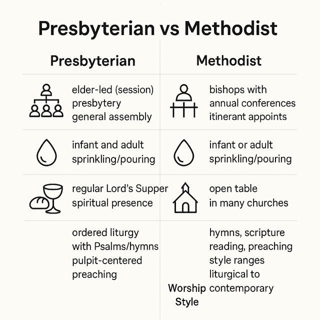 Presbyterian vs Methodist – Beliefs, Differences, and Comparison Chart